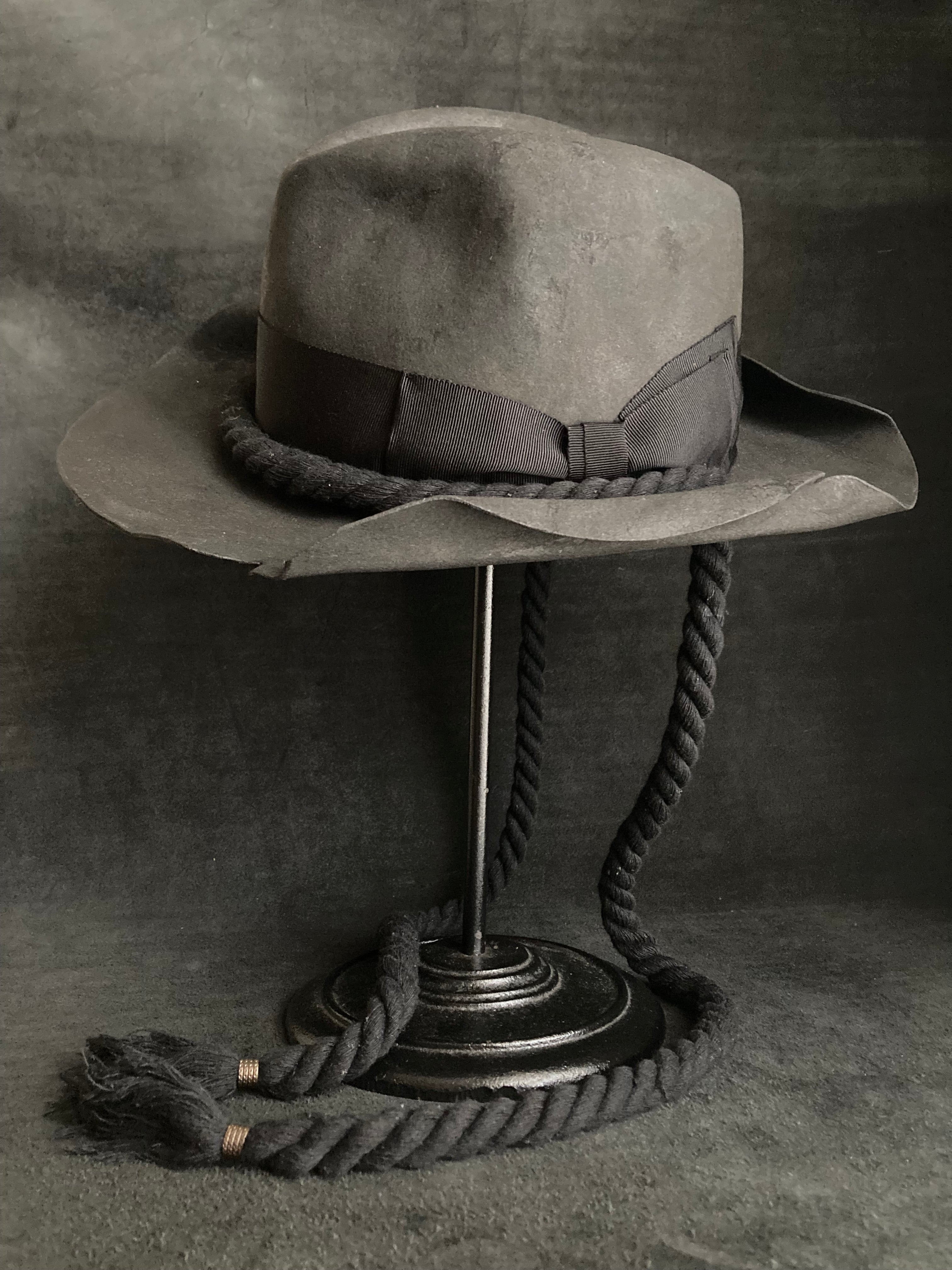 Reserved item(Charcoal hanging rope fedora hat ) – triangles hat