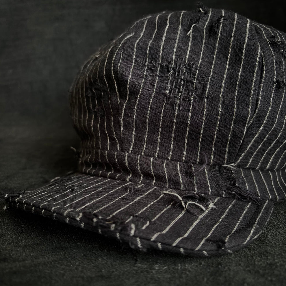 Yarn-dyed stripe damage casquette – triangles hat